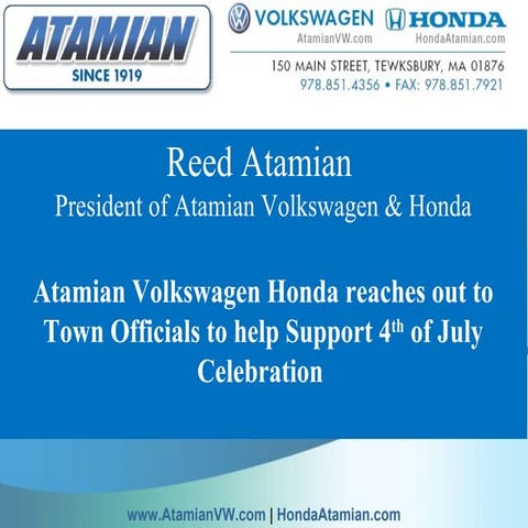 Reed Atamian Supports 2011 Tewksbury 4th of July Celebration | PPT