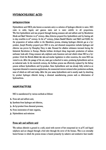 Lecture 19- Manufacturing of Hydrochloric acid from hydrogen and ...
