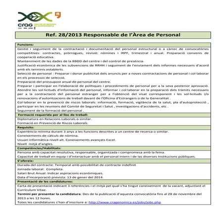 Ref 28 2013 Àrea de personal CRAG | PDF