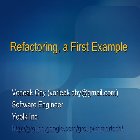 Refactoring, A First Example | PPT