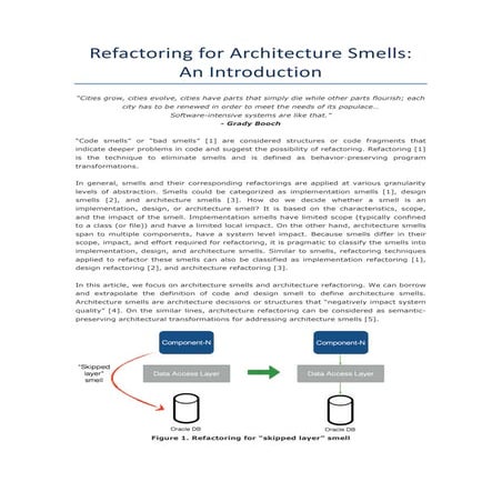 Refactoring For Architecture Smells An Introduction Pdf