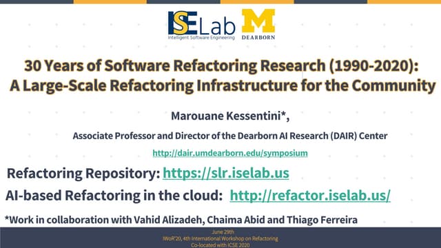30 Years Of Refactoring Research And Practice A Large Scale Refactoring Infrastructure For The