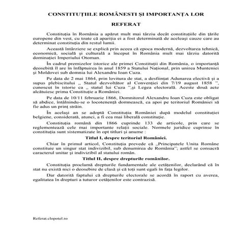 Referat.clopotel.ro constitutiile romanesti si importanta lor | DOC