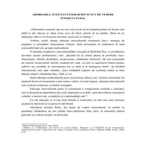 Referat - Abordarea textului literar din perspectiva interculturala | DOC