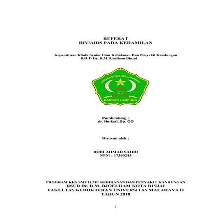 Referat HIV/AIDS Pada Kehamilan | PDF