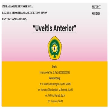 Referat Uveitis Anterior_Blok Mata tahun | PDF