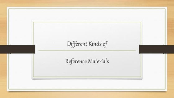 Reference Materials Powerpoint | PPT