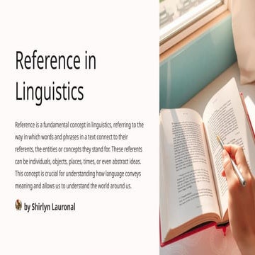 Reference In Linguistic Reporting In Discourse Ppt