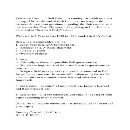 Reference Case 1.1 Dell Direct,” a running case with real data on.docx