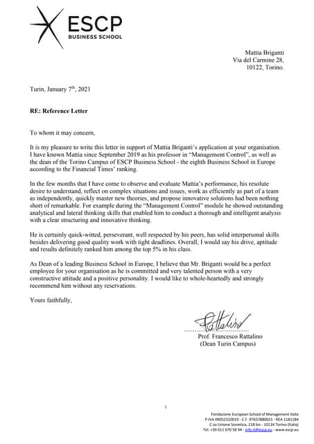 Letter of Reference | PDF