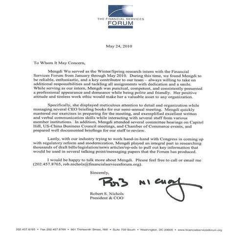 Reference From Financial Services Forum | PDF