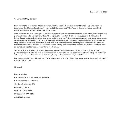 Reference Letter from Donna Walker, LPN | DOCX