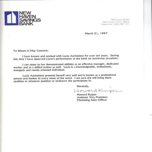 Reference letter h kuiper, avp marketing nhsb | PDF