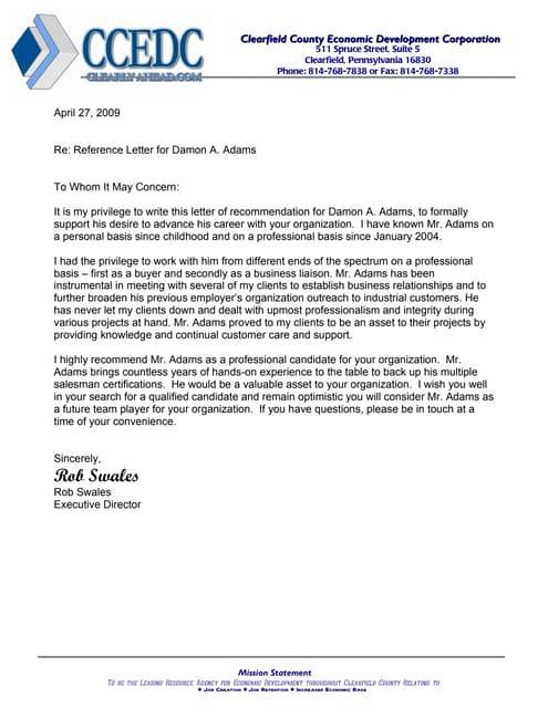 First Canada Letter of reference | PDF