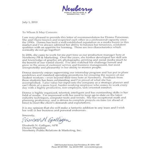 Reference Letter Newberry | PDF