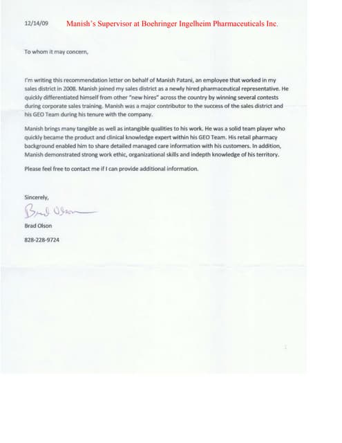 Recommendation Letter | PDF