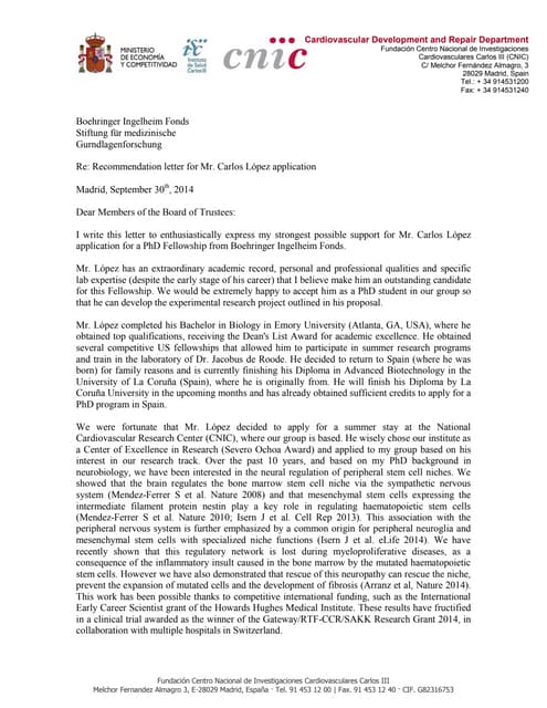 Reference Letter from Prof. Ian Frew | PDF