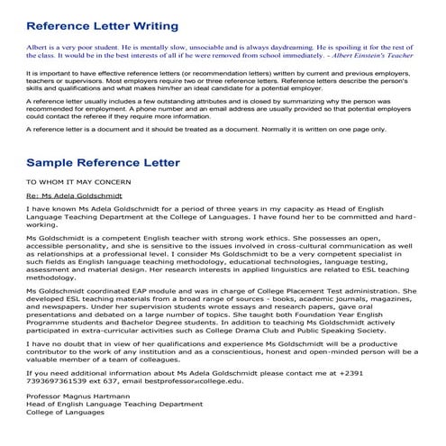 Reference letter writing | PDF