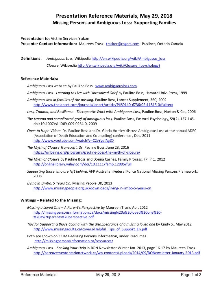 Reference Materials May 29 2018