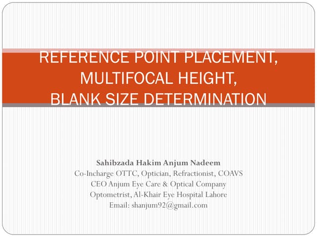 Measurement of optical center of ophthalmic lenses | PPTX