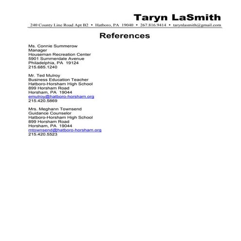 References | DOCX | Resume Writing and Advice | Job Search