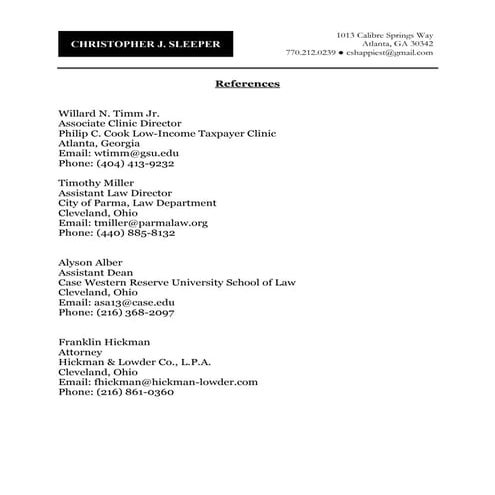Christopher Sleeper - Letter of Recommendation 1 | PDF