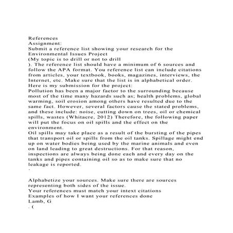 ReferencesAssignment Submit a reference list showing your r.docx