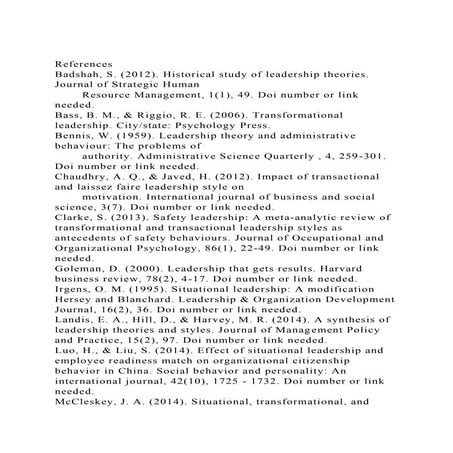 ReferencesBadshah, S. (2012). Historical study of leadership the.docx
