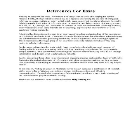 References For Essay | PDF