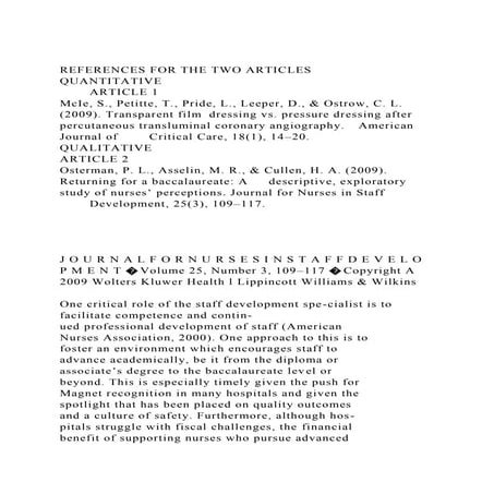 REFERENCES FOR THE TWO ARTICLESQUANTITATIVEARTICLE 1McIe, S.docx