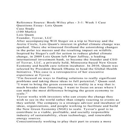 Reference Source Book-Wiley plus - 3-1 Week 1 Case Questions E.docx ...