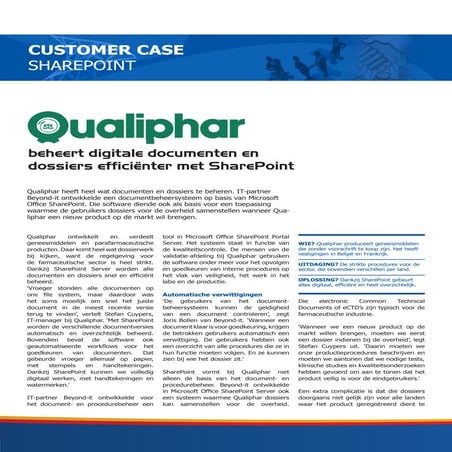 Customer Case SharePoint - Qualiphar | PDF