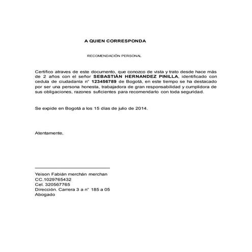 Referencia personal | DOCX