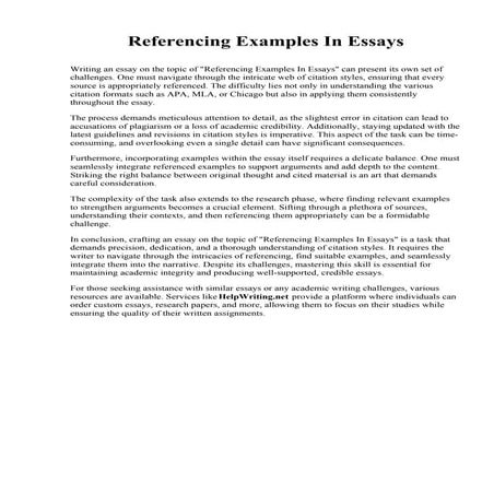 Referencing Examples In Essays. University of Minnesota, Twin Cities | PDF