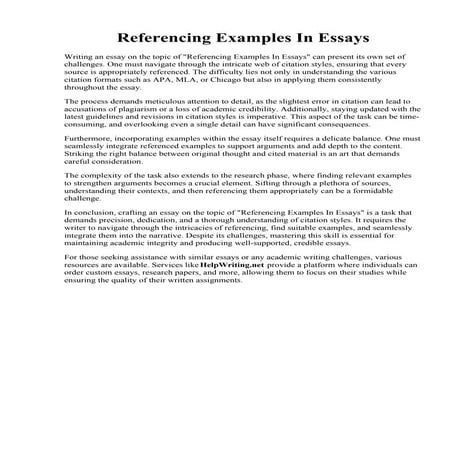 Referencing Examples In Essays | PDF