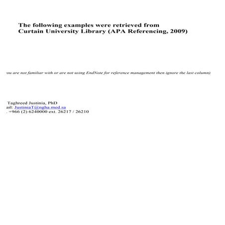 Referencing Guide APA Style --Curtin-Handout | PDF