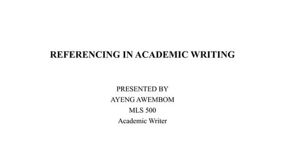 How to write reference(s) | PPT | Science