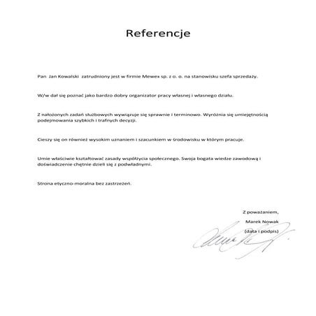 Referencje Jan Kowalski | PDF