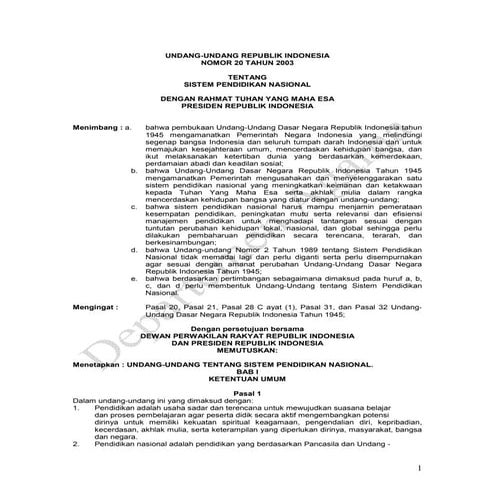 1. Sisdiknas uu no.20 tahun 2003 (pdf) | PDF