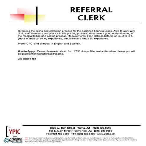 Referral Clerk | PDF
