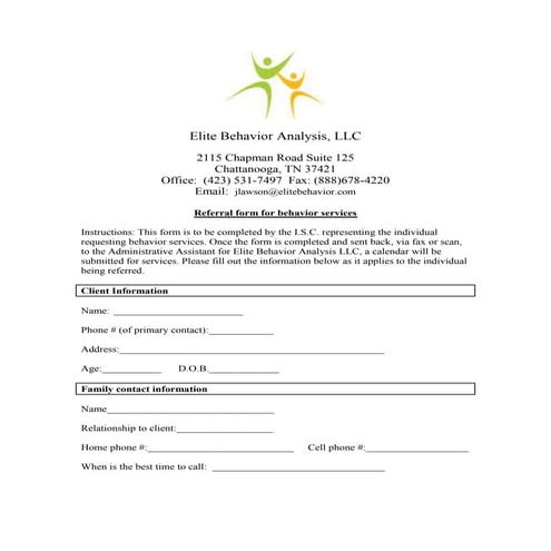 Elite Behavior Analysis Referral Form | PDF
