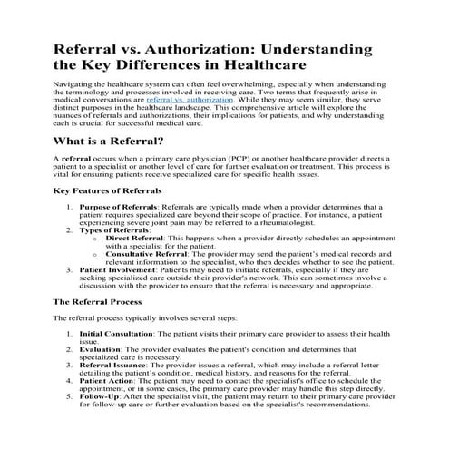 Referral vs. Authorization: Understanding the Key Differences in ...