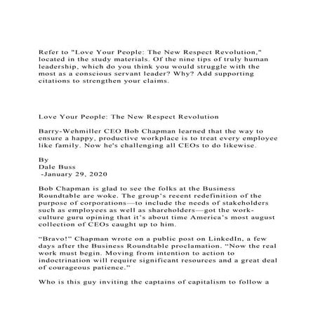 Refer to Love Your People The New Respect Revolution, located.docx