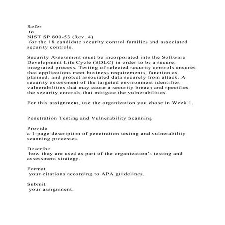 Refer to NIST SP 800-53 (Rev. 4) for the 18 candidate security.docx | Information and Network ...