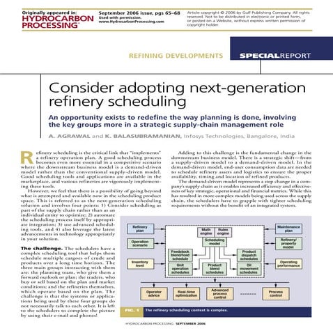 Oil-Refinery Planning & Scheduling Optimization | PDF
