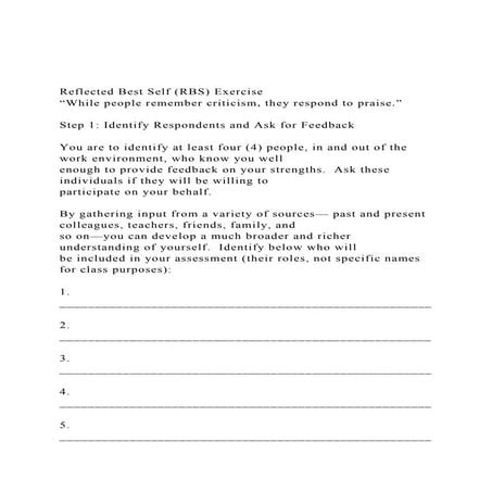 Reflected Best Self (RBS) Exercise While people remember cr.docx