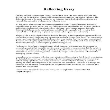 Self Reflection Essay Example | PDF