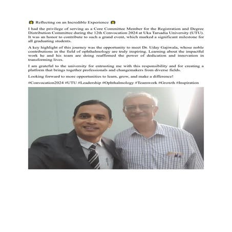 Reflecting on an Incredible Experience @ 12th UTU Convocation | PDF