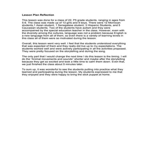 Reflection | DOC | Education