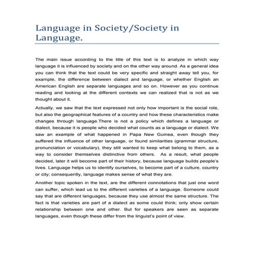 Reflection language in society | DOCX